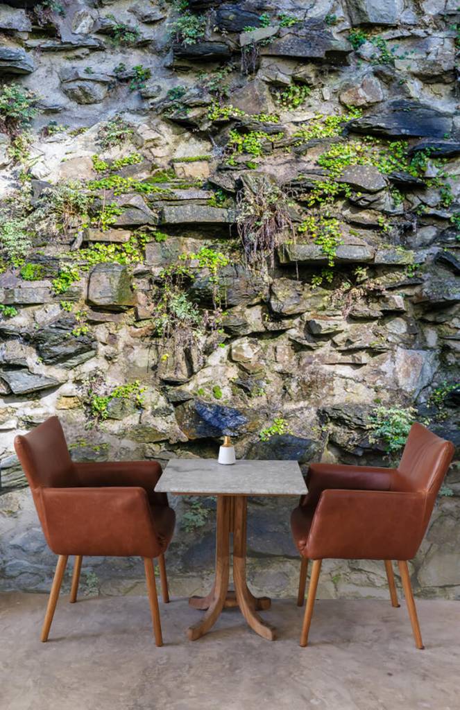 Behang met een begroeide muur - Fotobehang