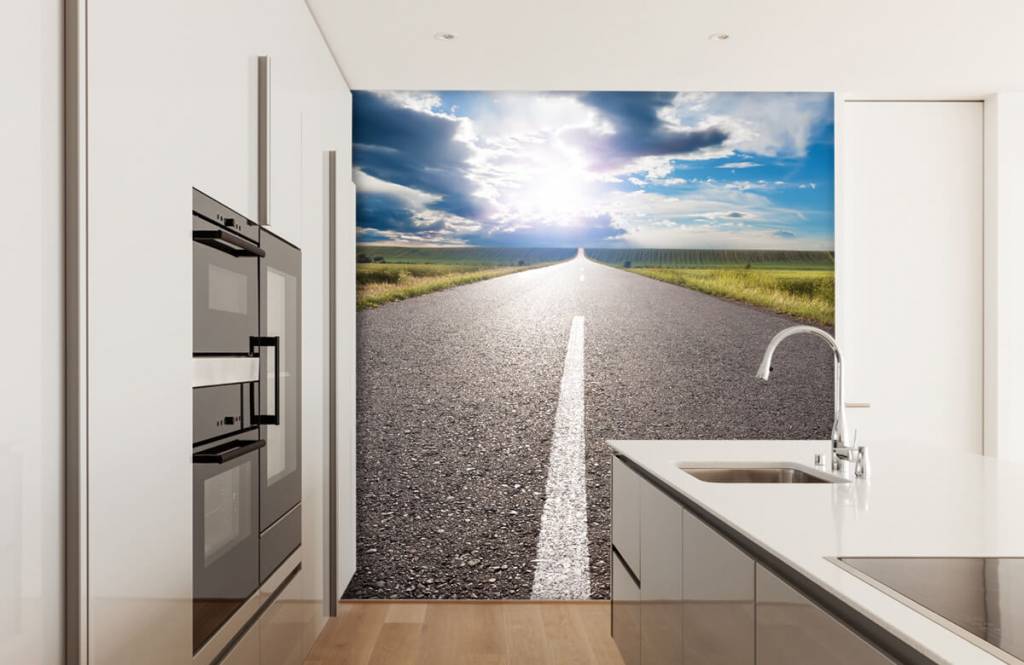 Behang met een oneindige weg - Fotobehang