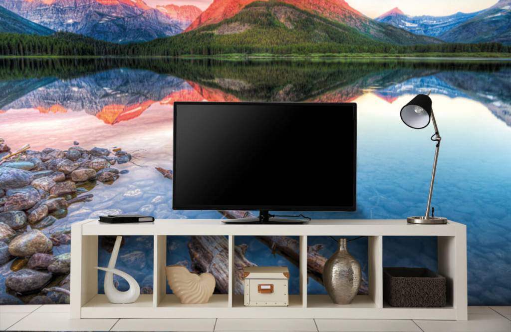 Behang met een rode bergtop - Fotobehang