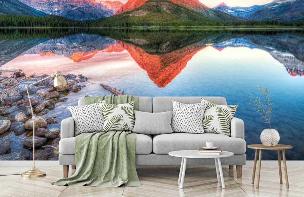 Behang met een rode bergtop - Fotobehang