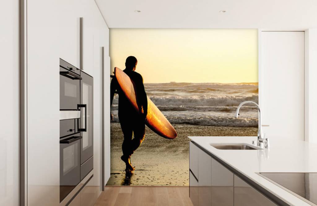Behang met een surfer - Fotobehang