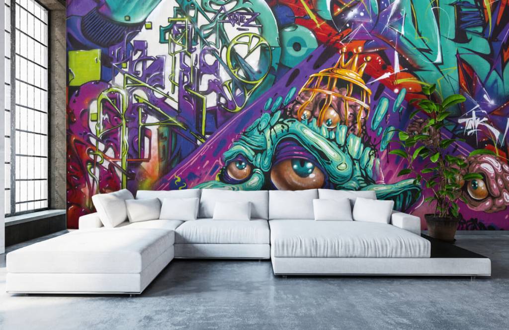 Behang met moderne graffiti - Fotobehang
