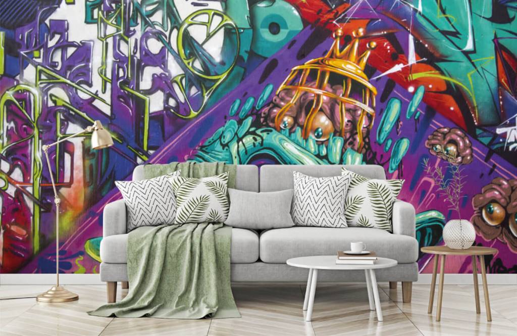 Behang met moderne graffiti - Fotobehang