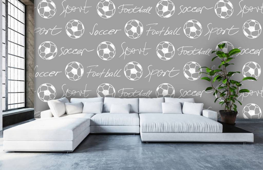 Behang met voetballen en tekst - Fotobehang