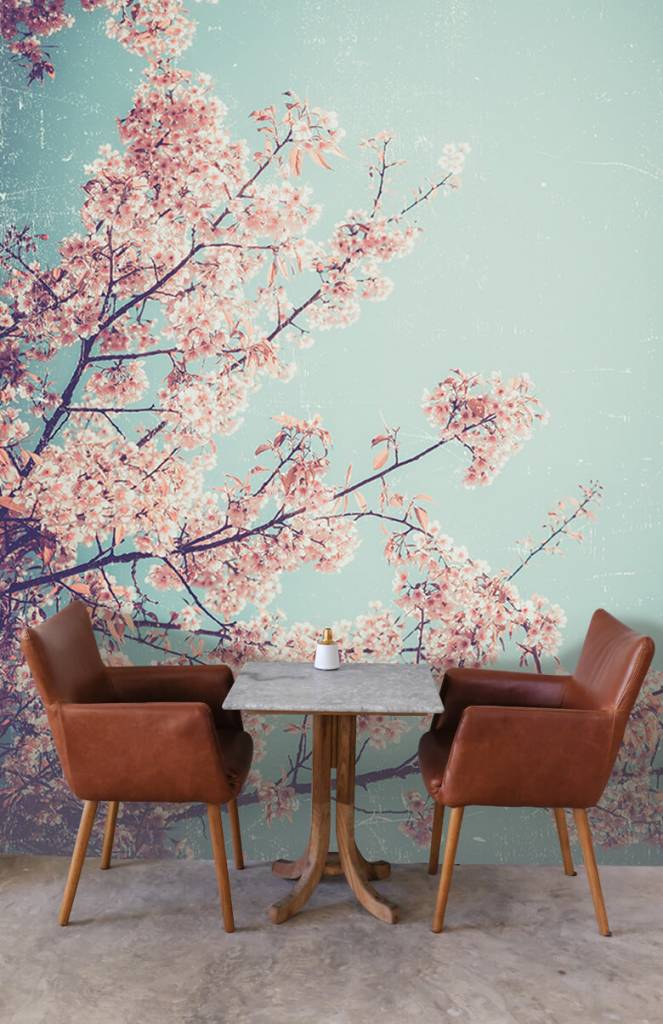 Behang van vintage Japanse bloemen - Fotobehang