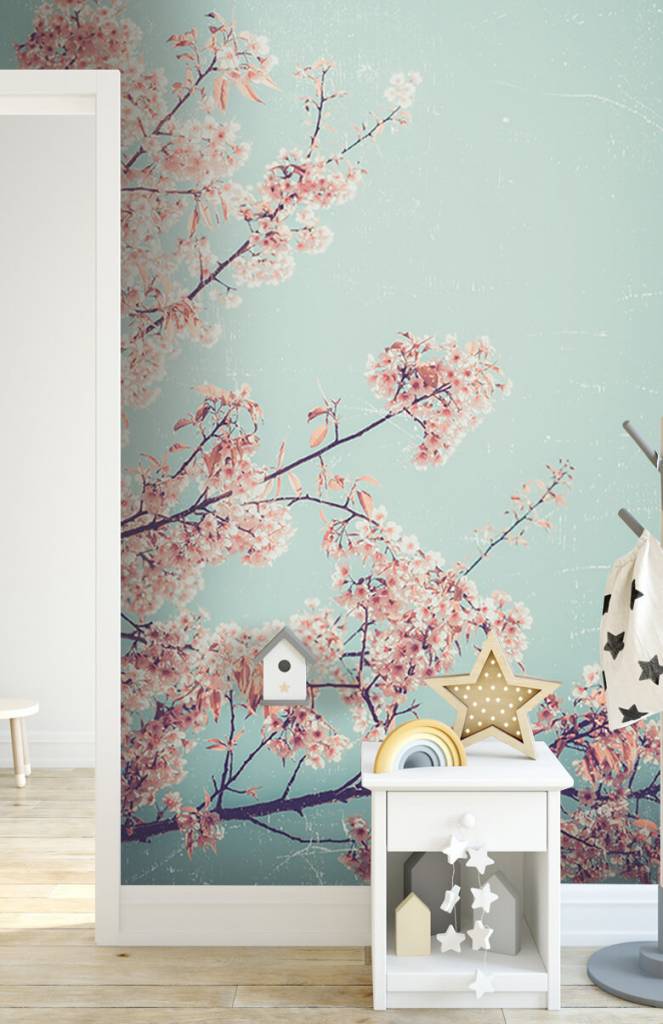 Behang van vintage Japanse bloemen - Fotobehang