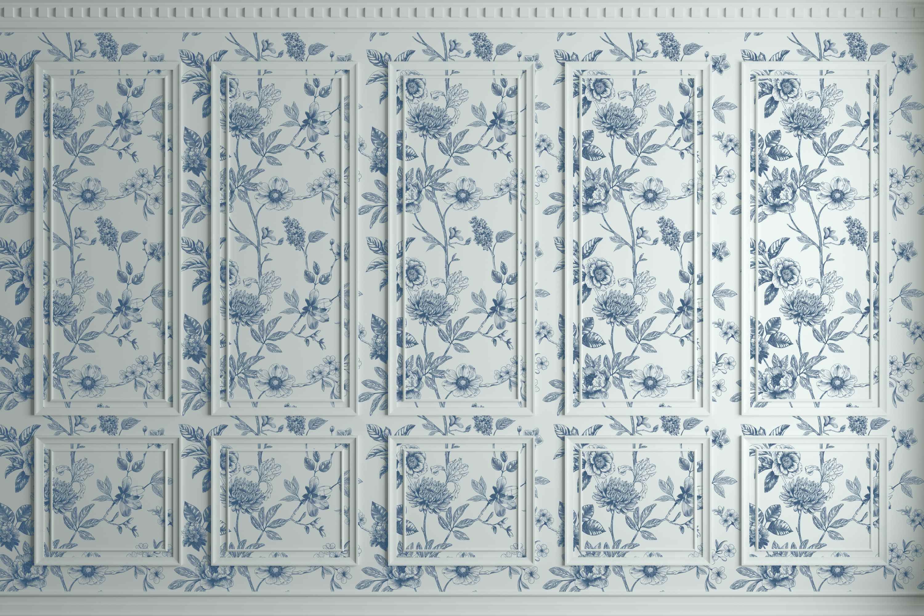 Blauw Victoriaans Behang
