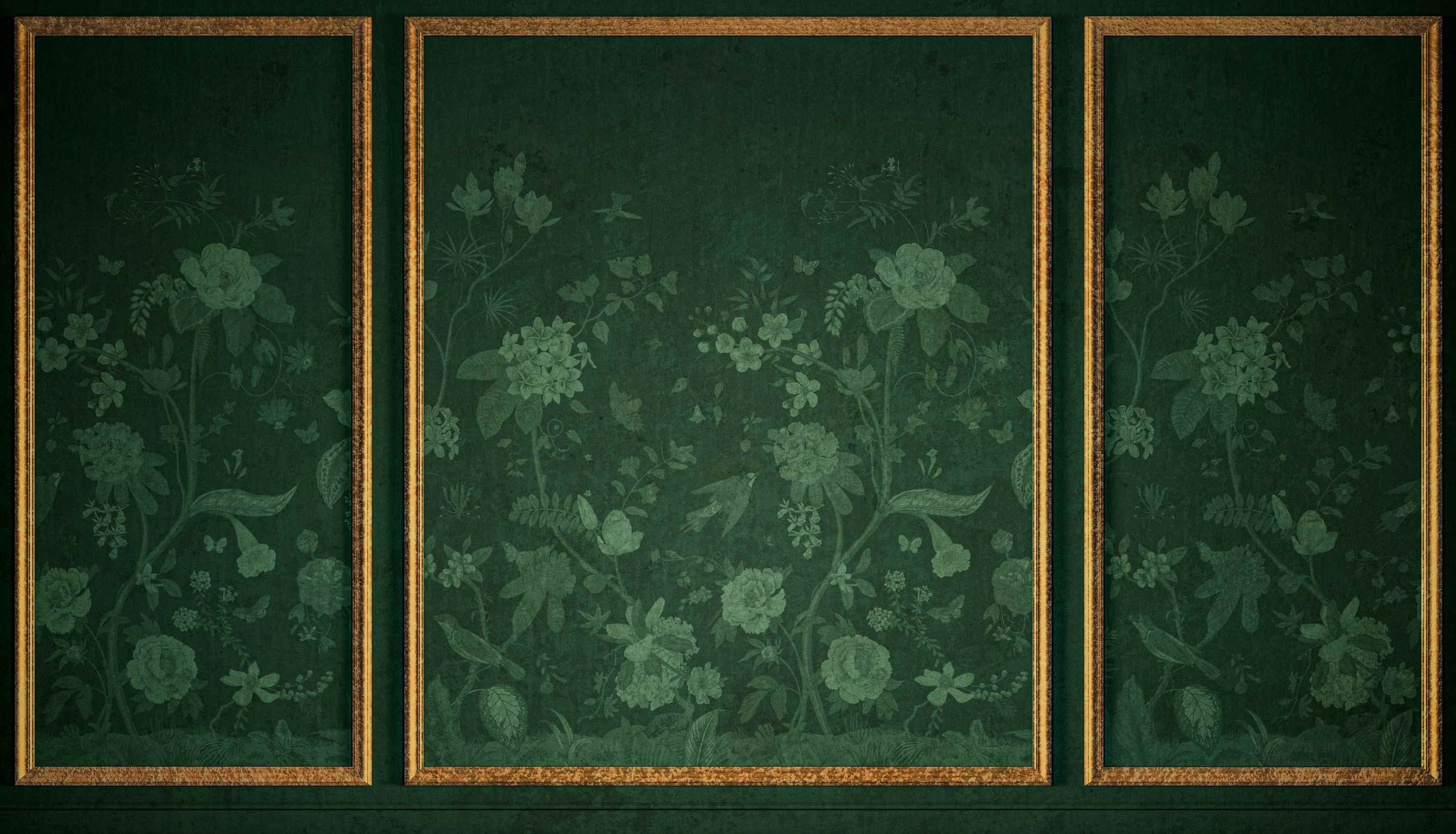 Victoriaans Behangpatroon Groen Lily Patroon Behang Groen Lelie