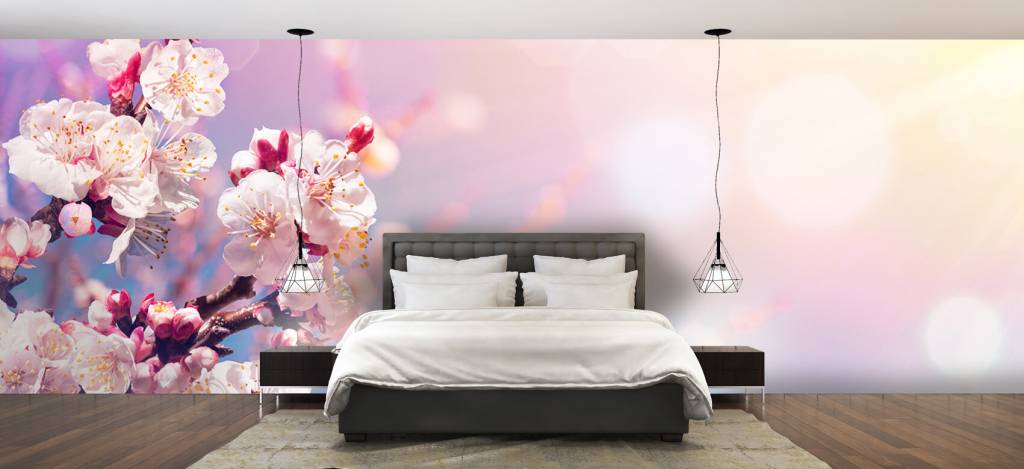 Roze bloesem - Fotobehang