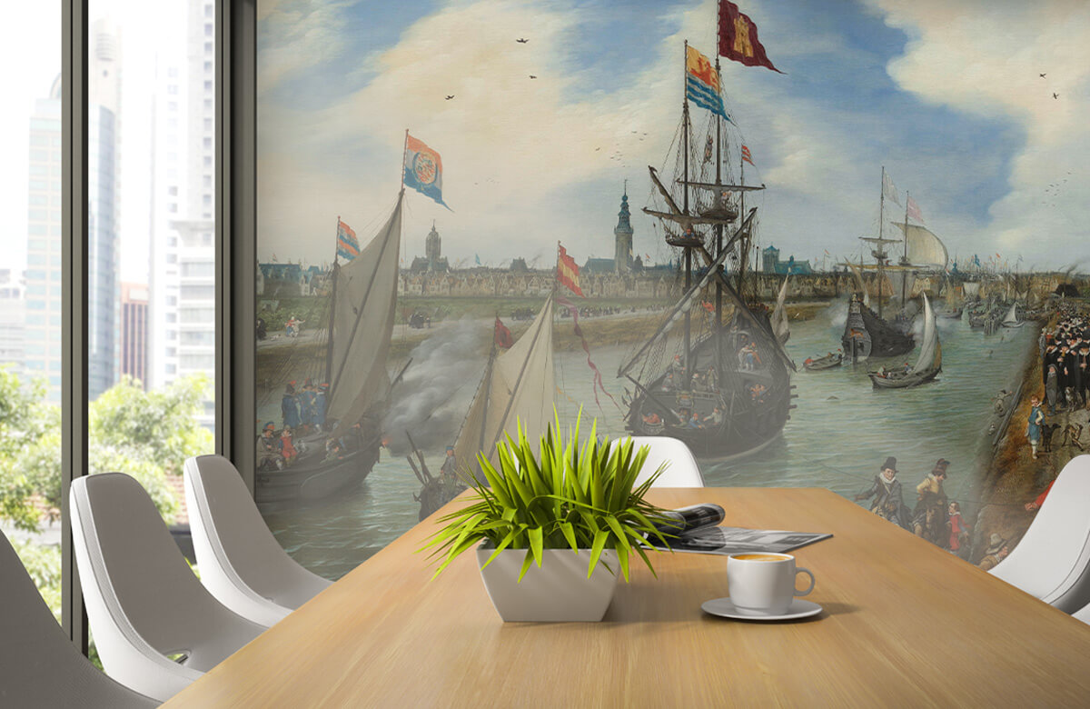 Het vertrek van een hoogwaardigheidsbekleder uit Middelburg - Fotobehang