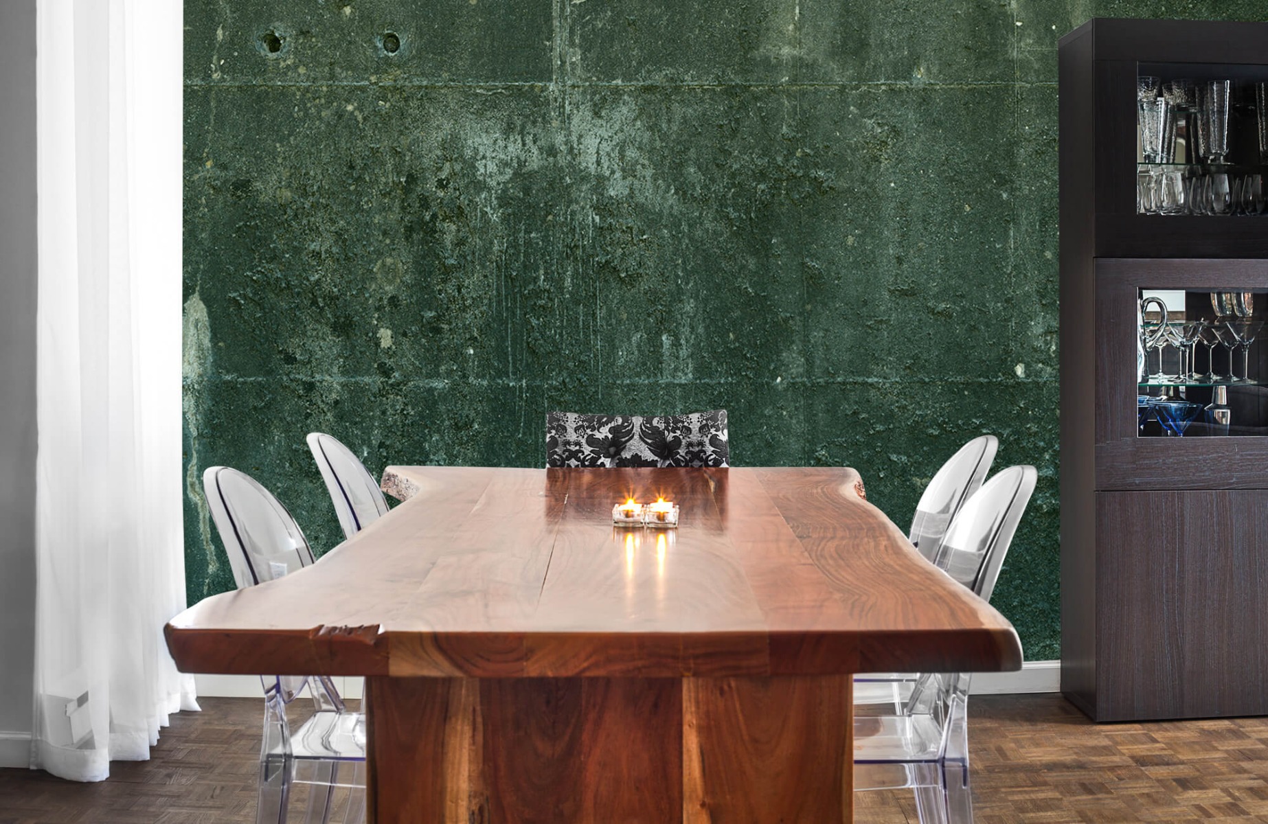 Groen betonlook fotobehang - Fotobehang