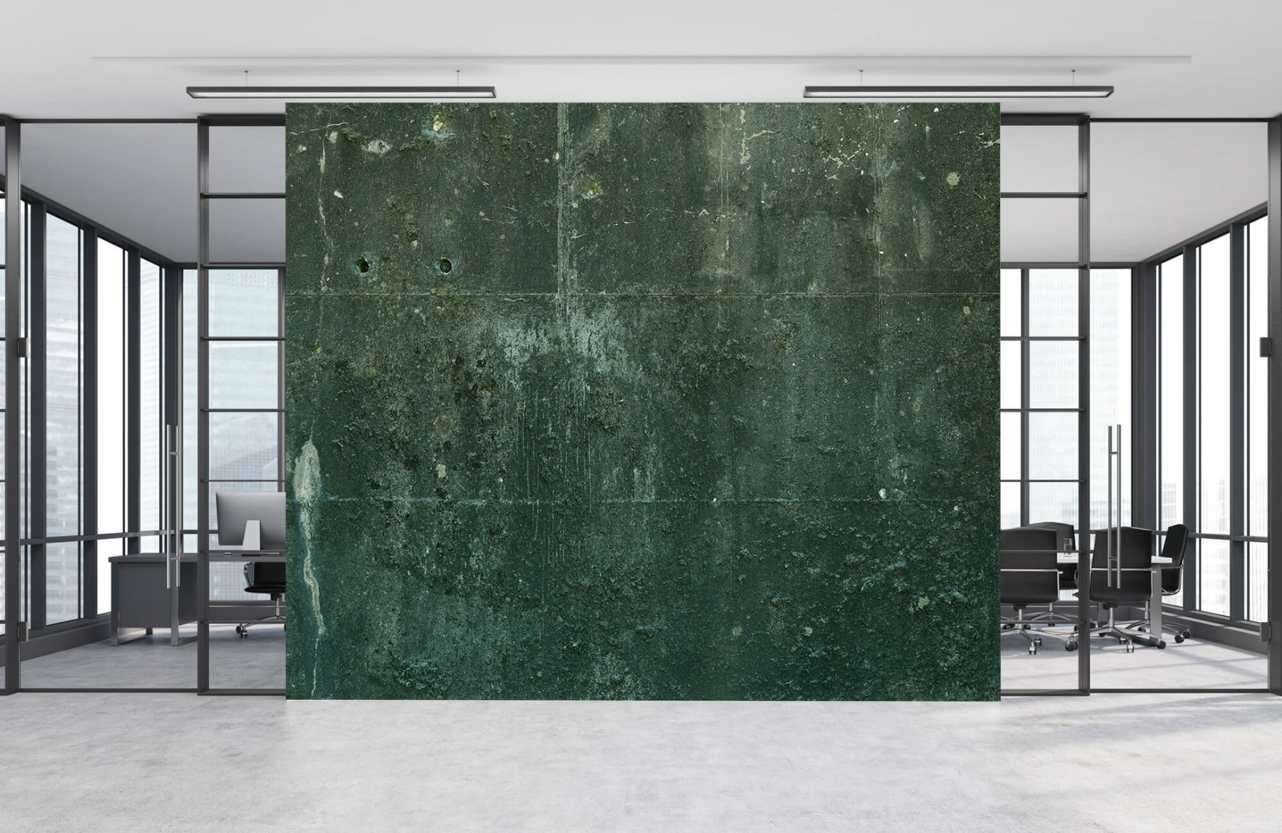 Groen betonlook fotobehang - Fotobehang