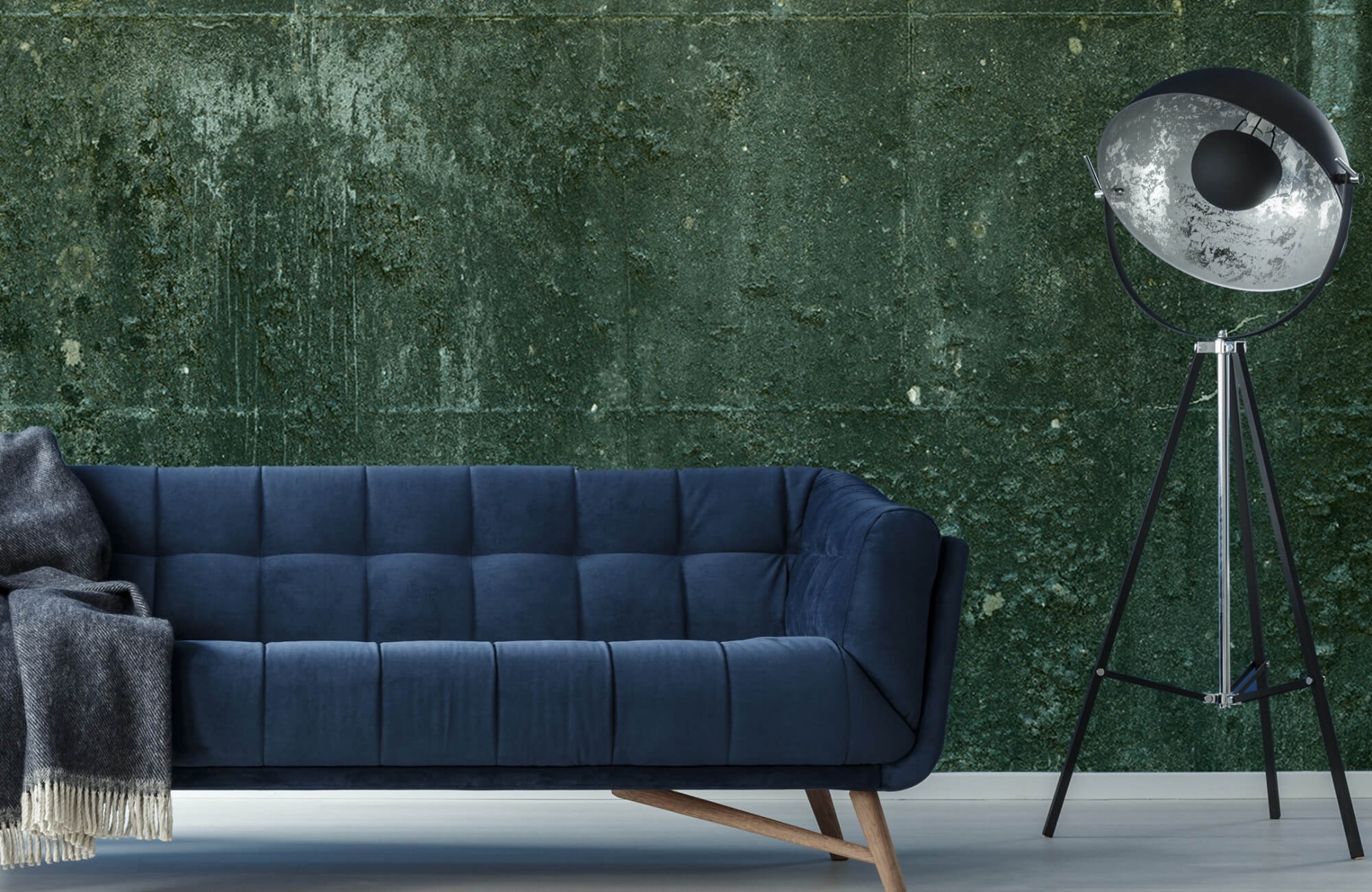 Groen betonlook fotobehang - Fotobehang