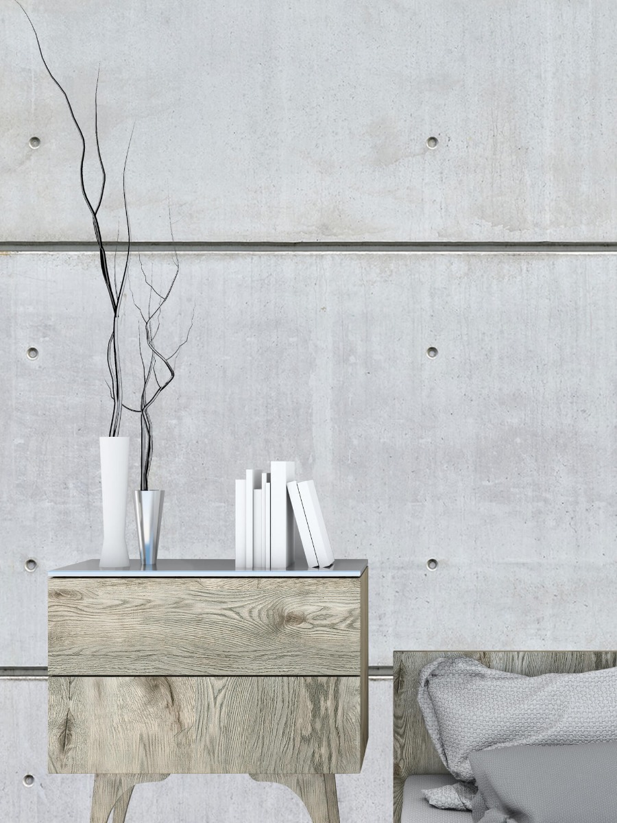 Horizontale betonnen muur - Fotobehang