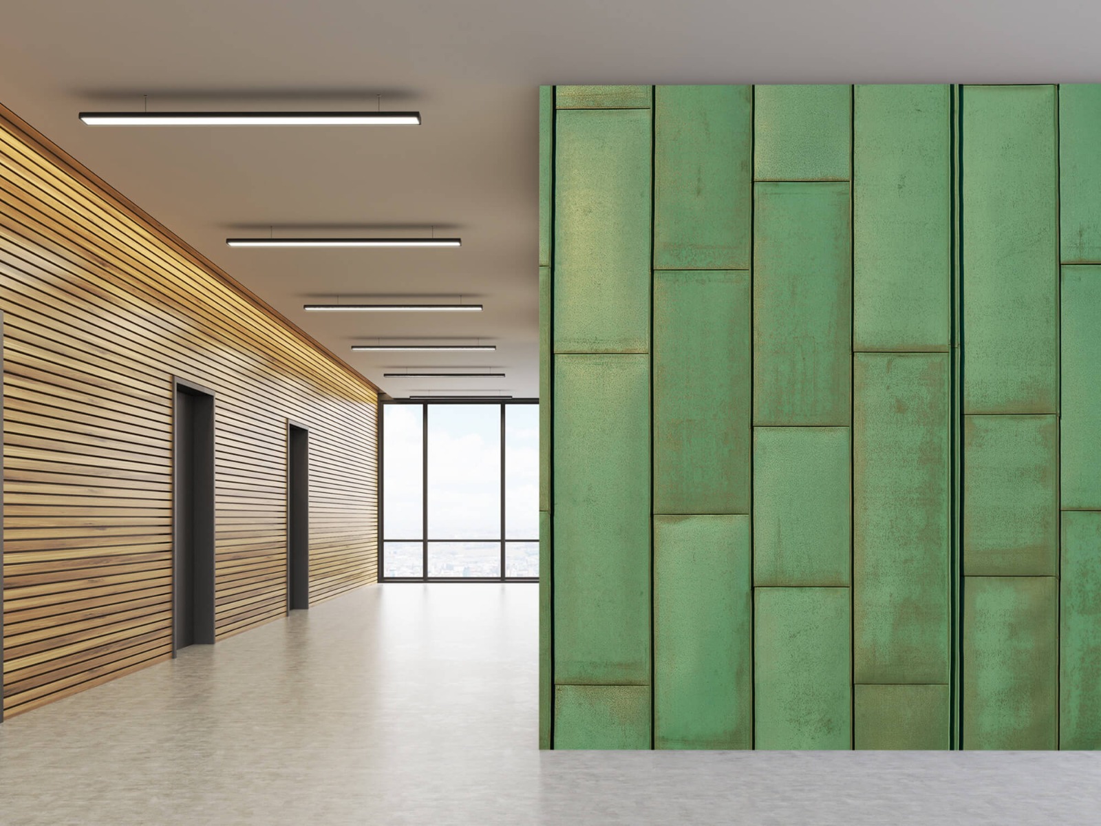 Groene platen van koper - Fotobehang