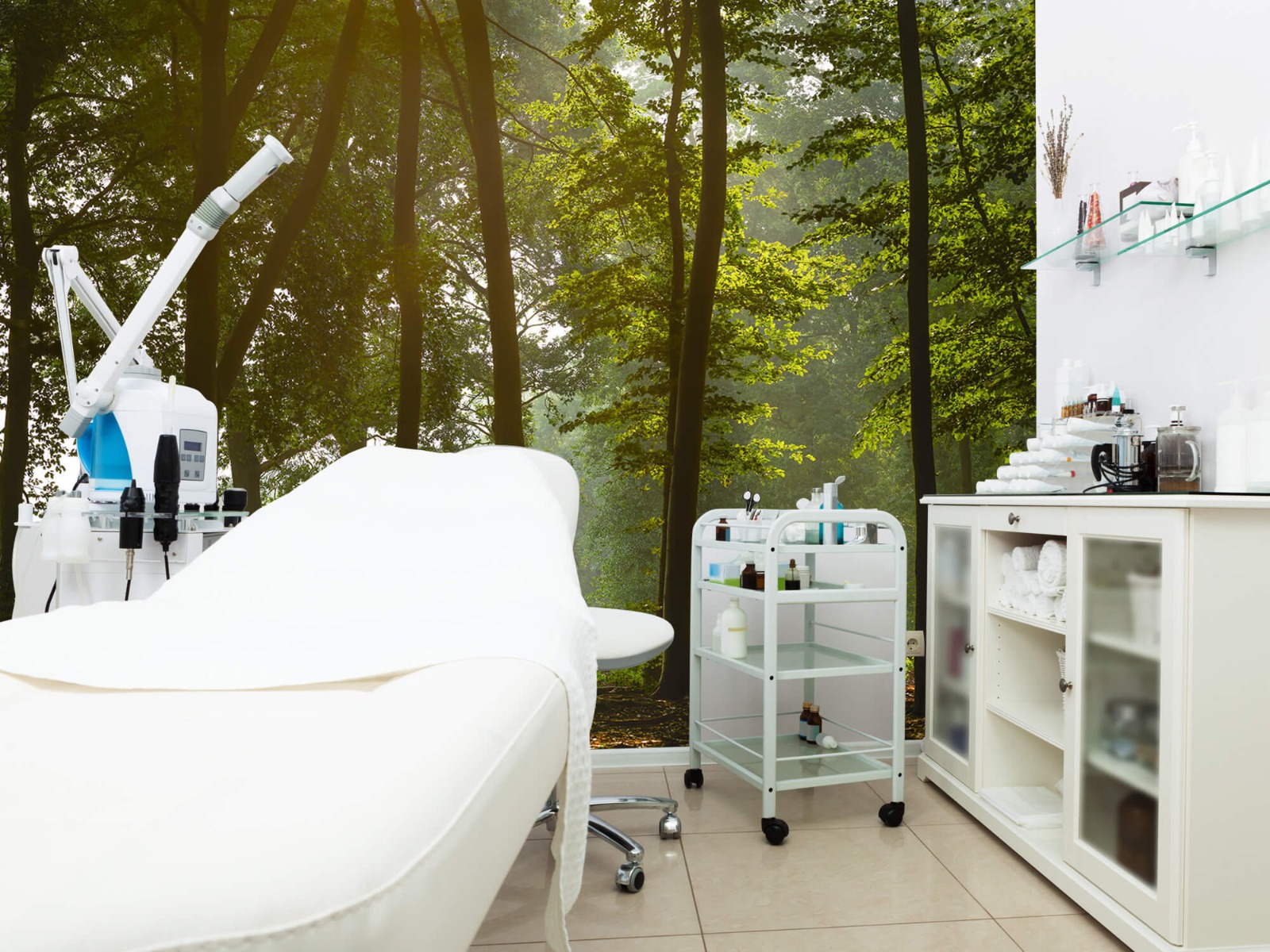 Bos in de ochtendzon - Fotobehang