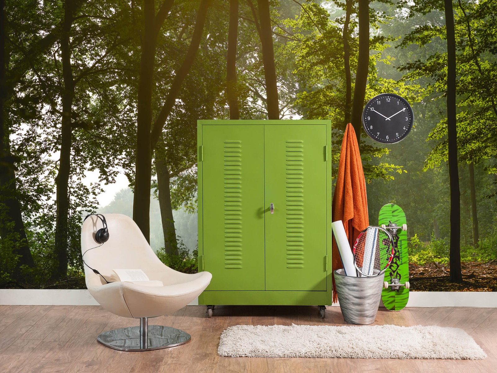 Bos in de ochtendzon - Fotobehang