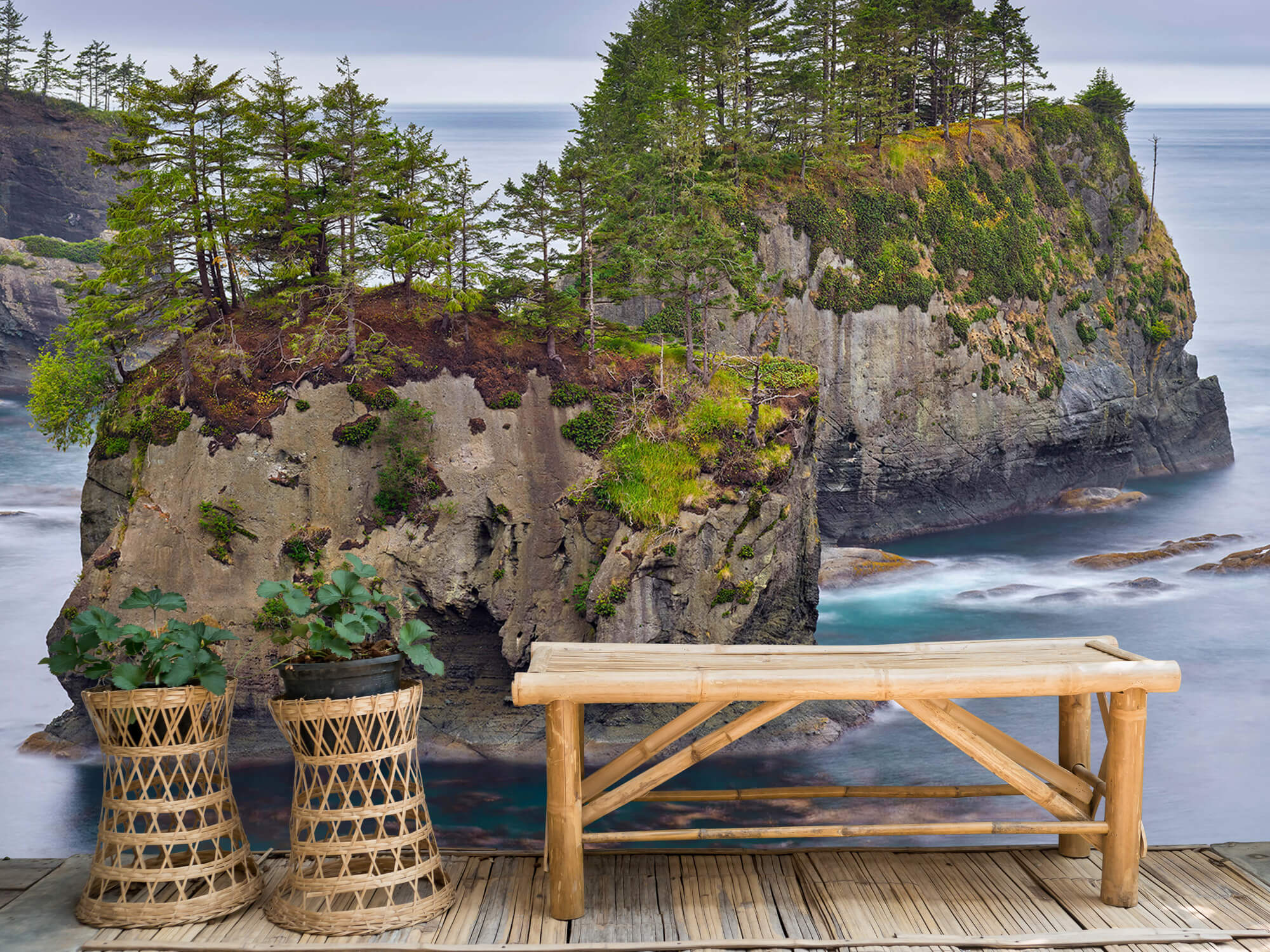 Rotseilanden in zee - Fotobehang