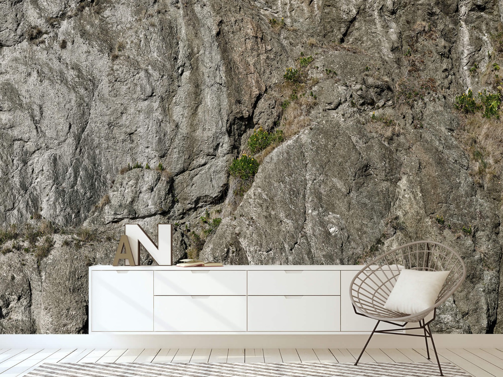 Grijze rotswand - Fotobehang