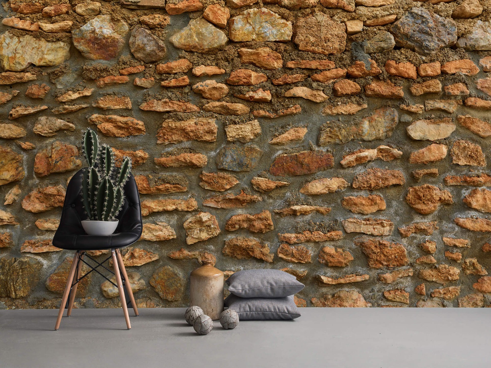 Muur met grove stenen - Fotobehang