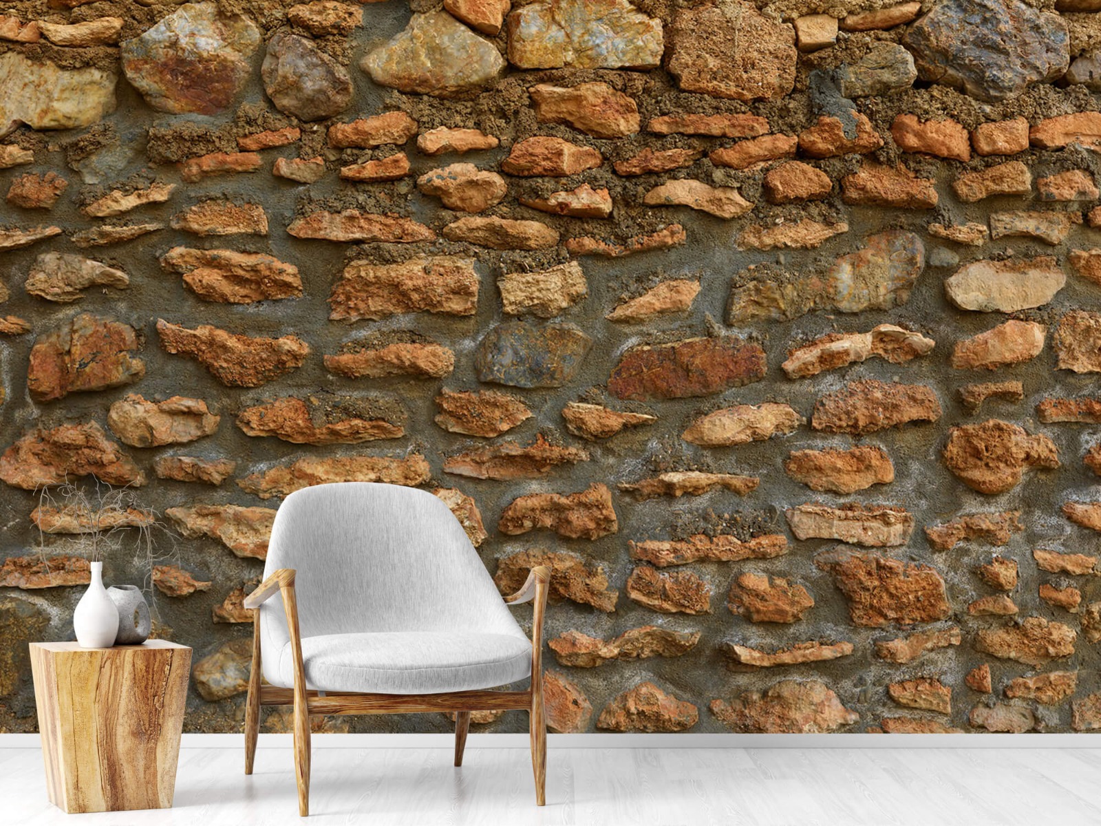 Muur met grove stenen - Fotobehang