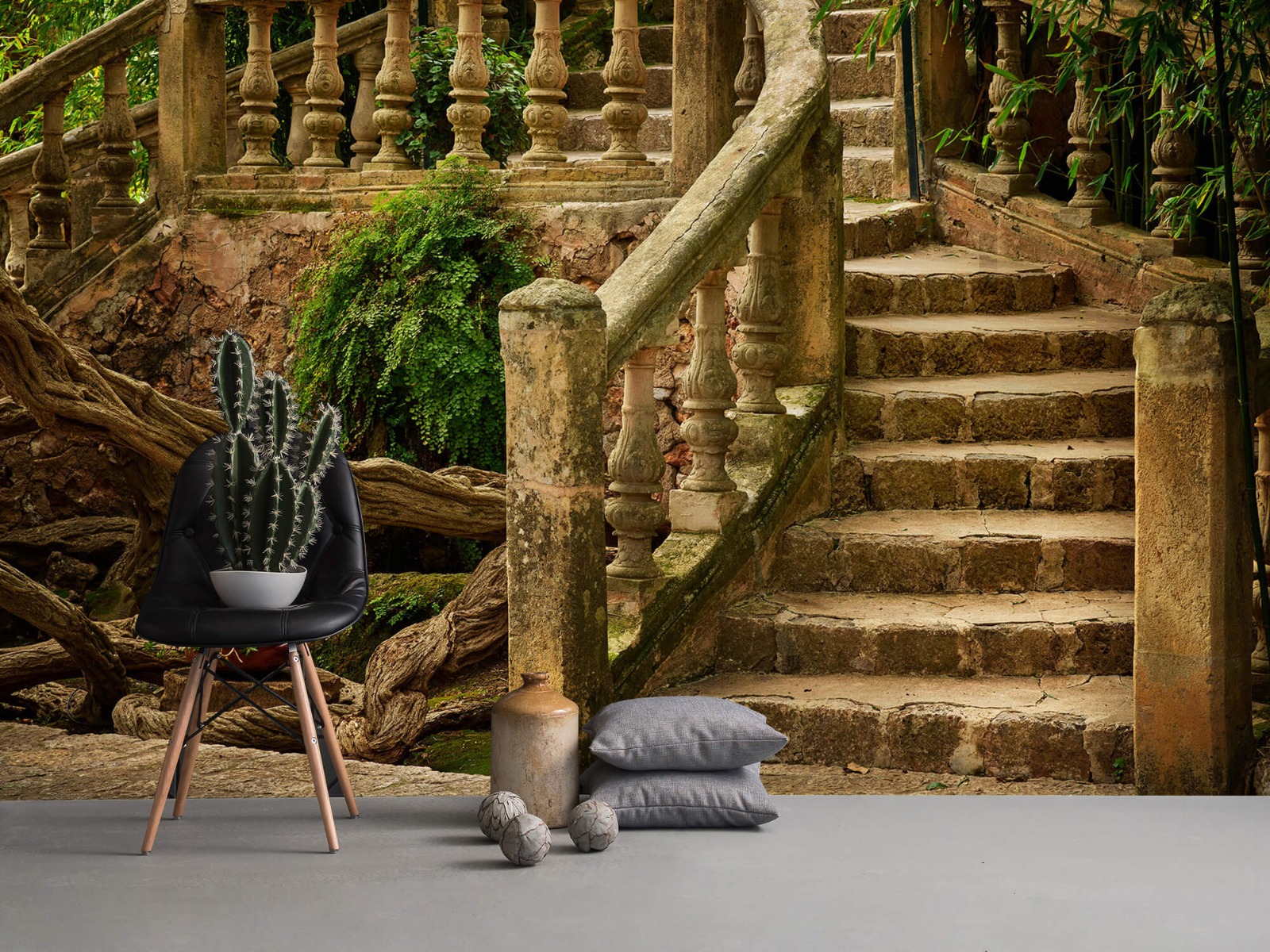 Oude trap omhoog - Fotobehang