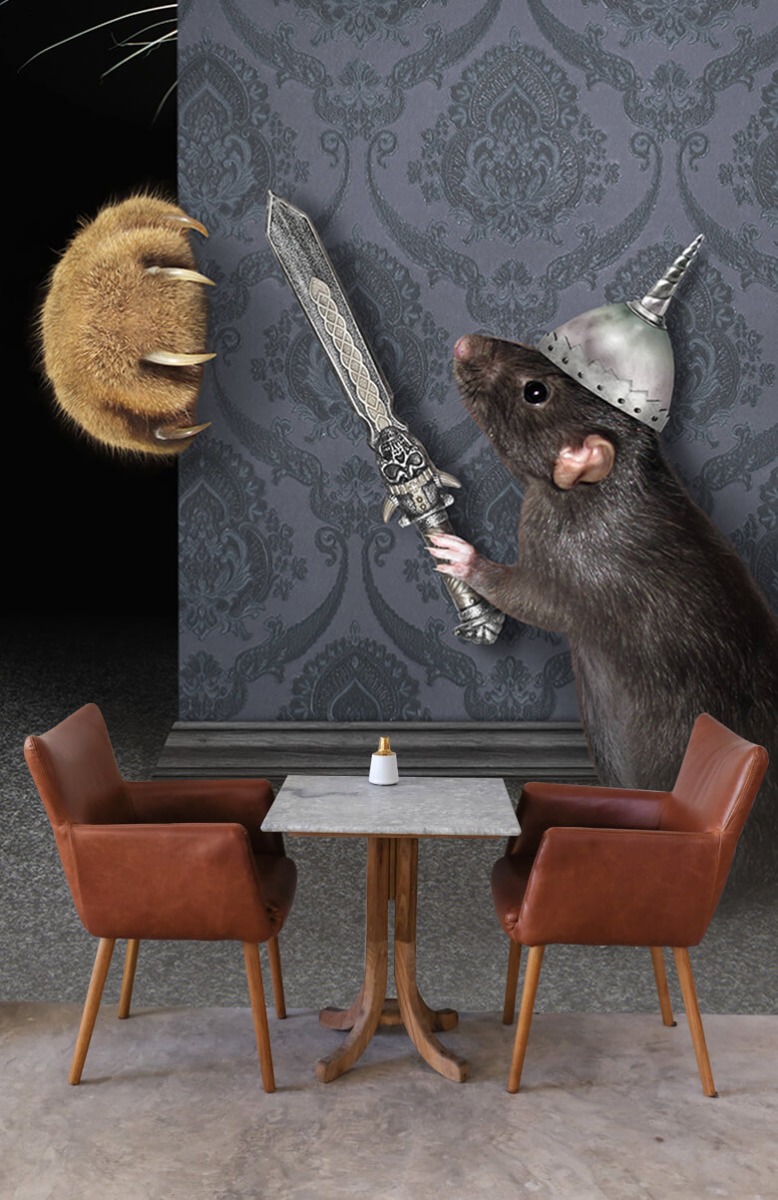 Kat en muis - Fotobehang