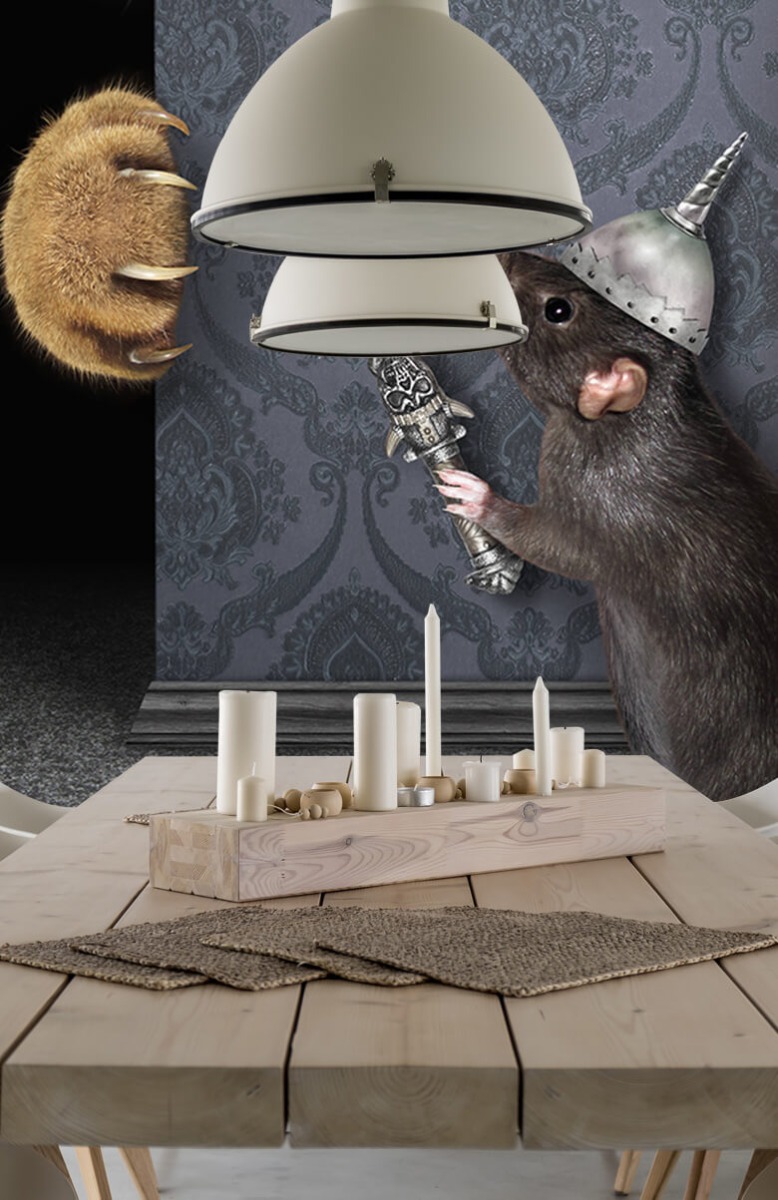 Kat en muis - Fotobehang
