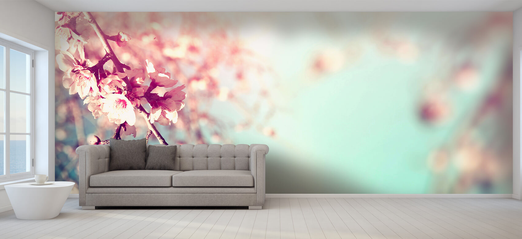 Roze bloesemtak - Fotobehang