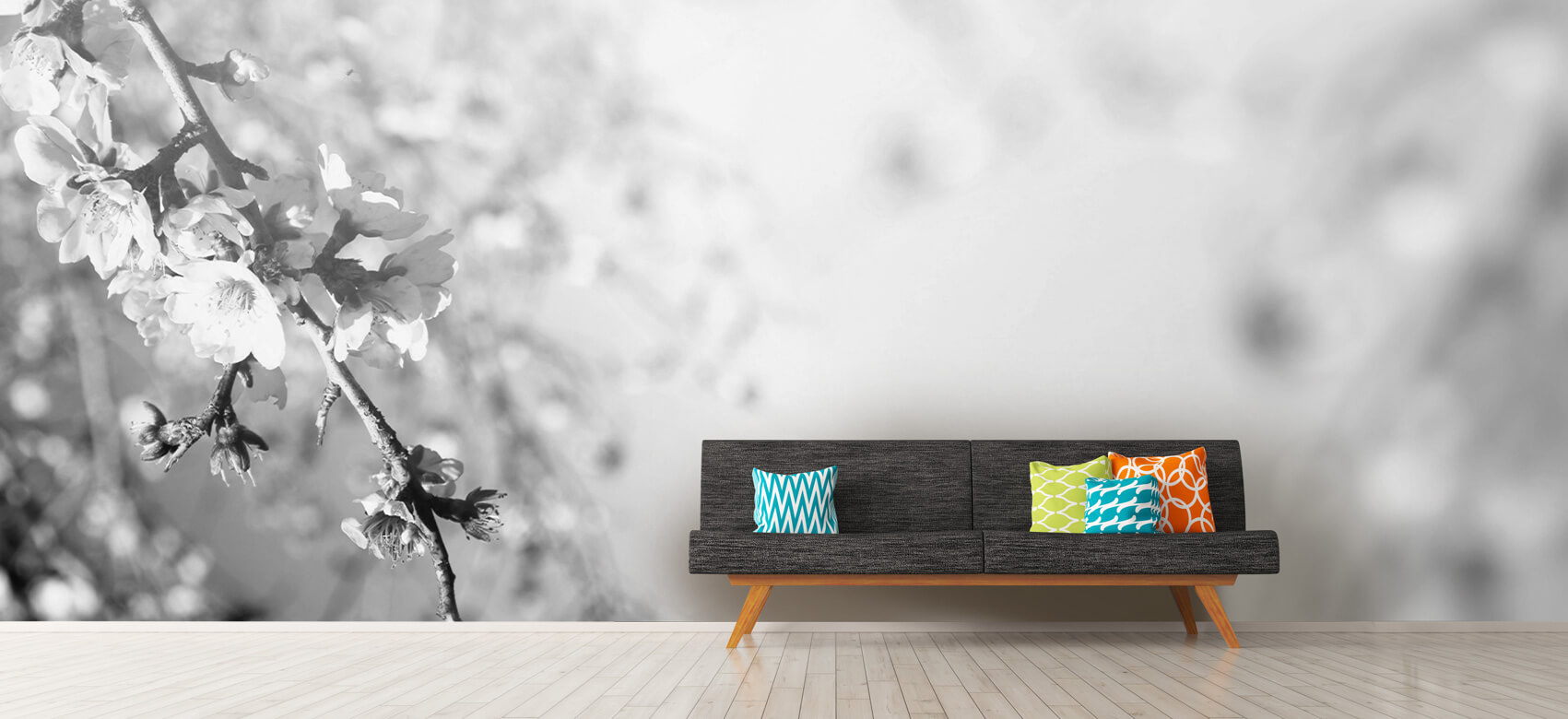 Roze bloesemtak - Fotobehang