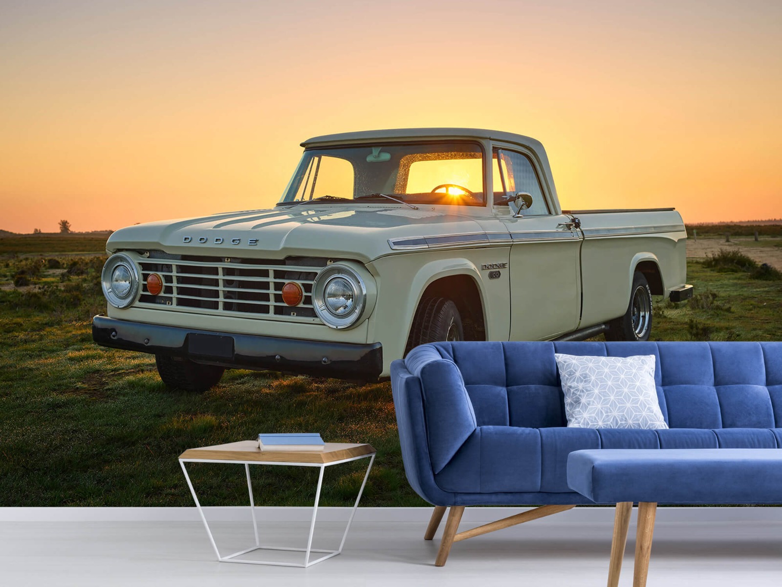 Pick-up bij zonsopgang - Fotobehang