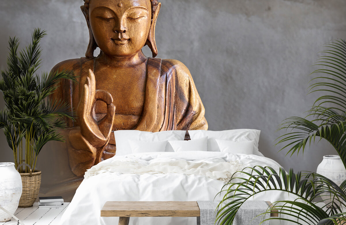 Houten Buddha - Fotobehang