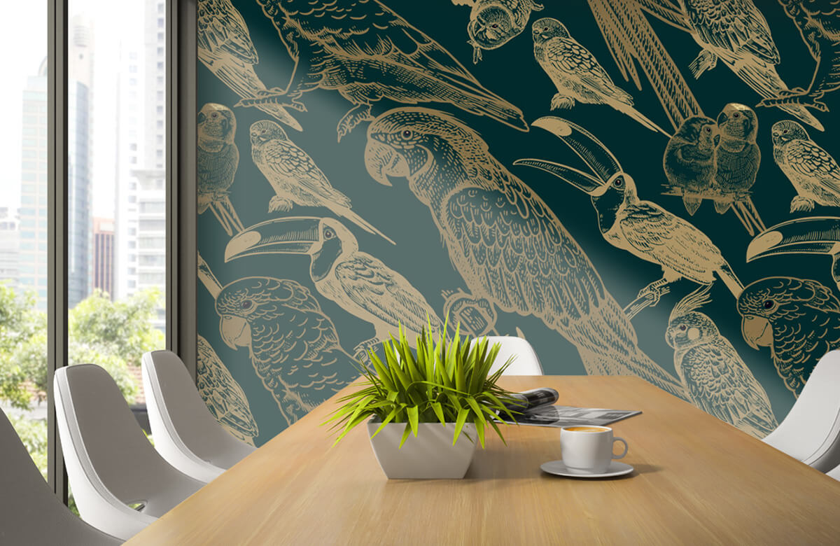 Papegaai en Toekan patroon - Fotobehang