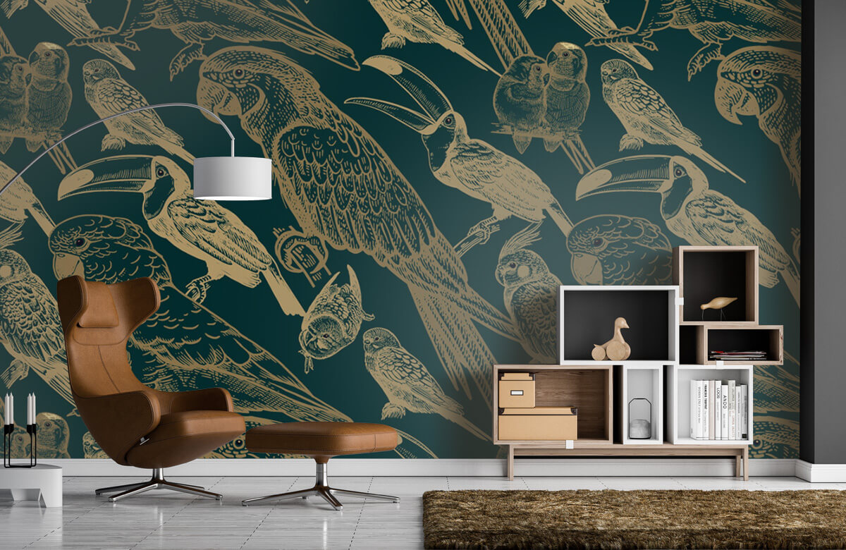 Papegaai en Toekan patroon - Fotobehang