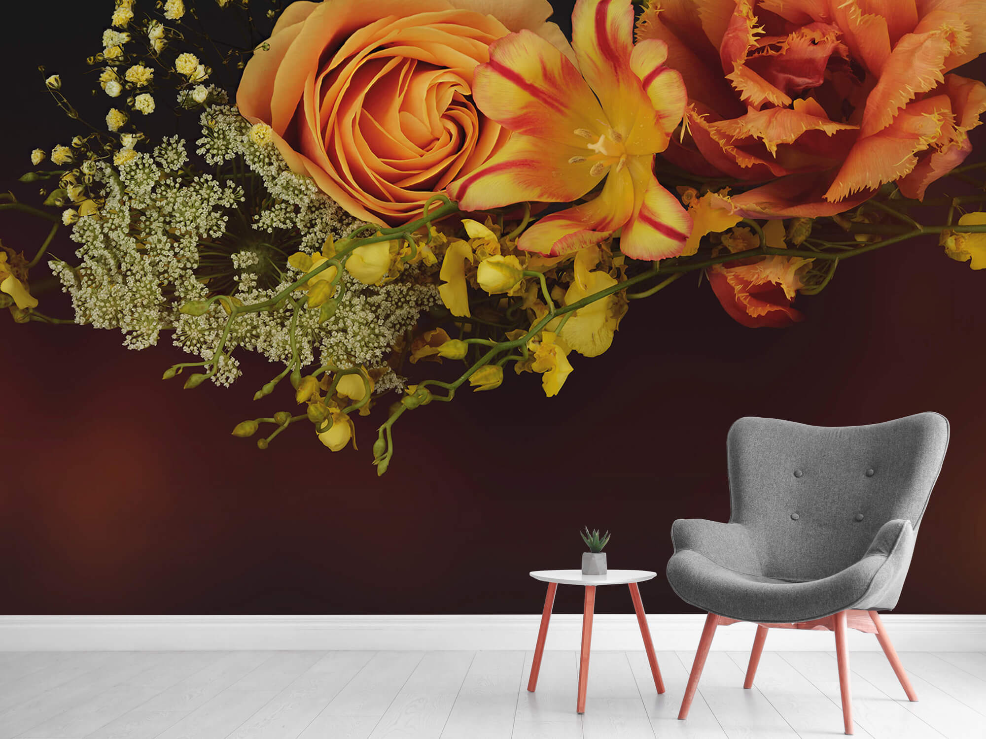 Samengestelde bloemen slinger - Fotobehang