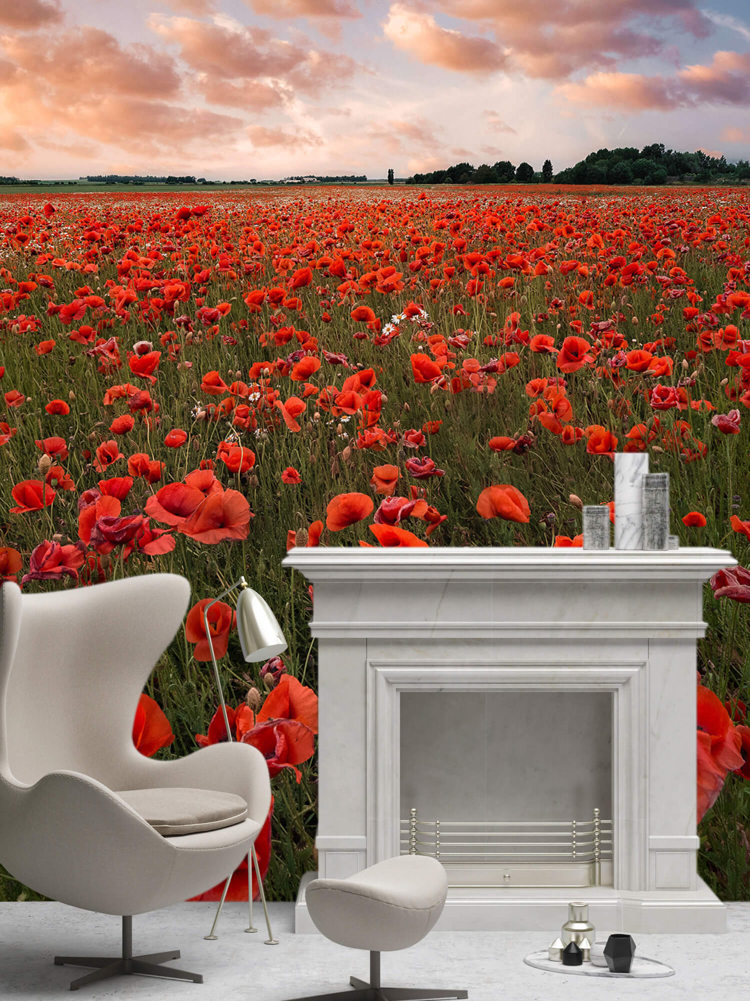 Poppy field in Sweden - Fotobehang