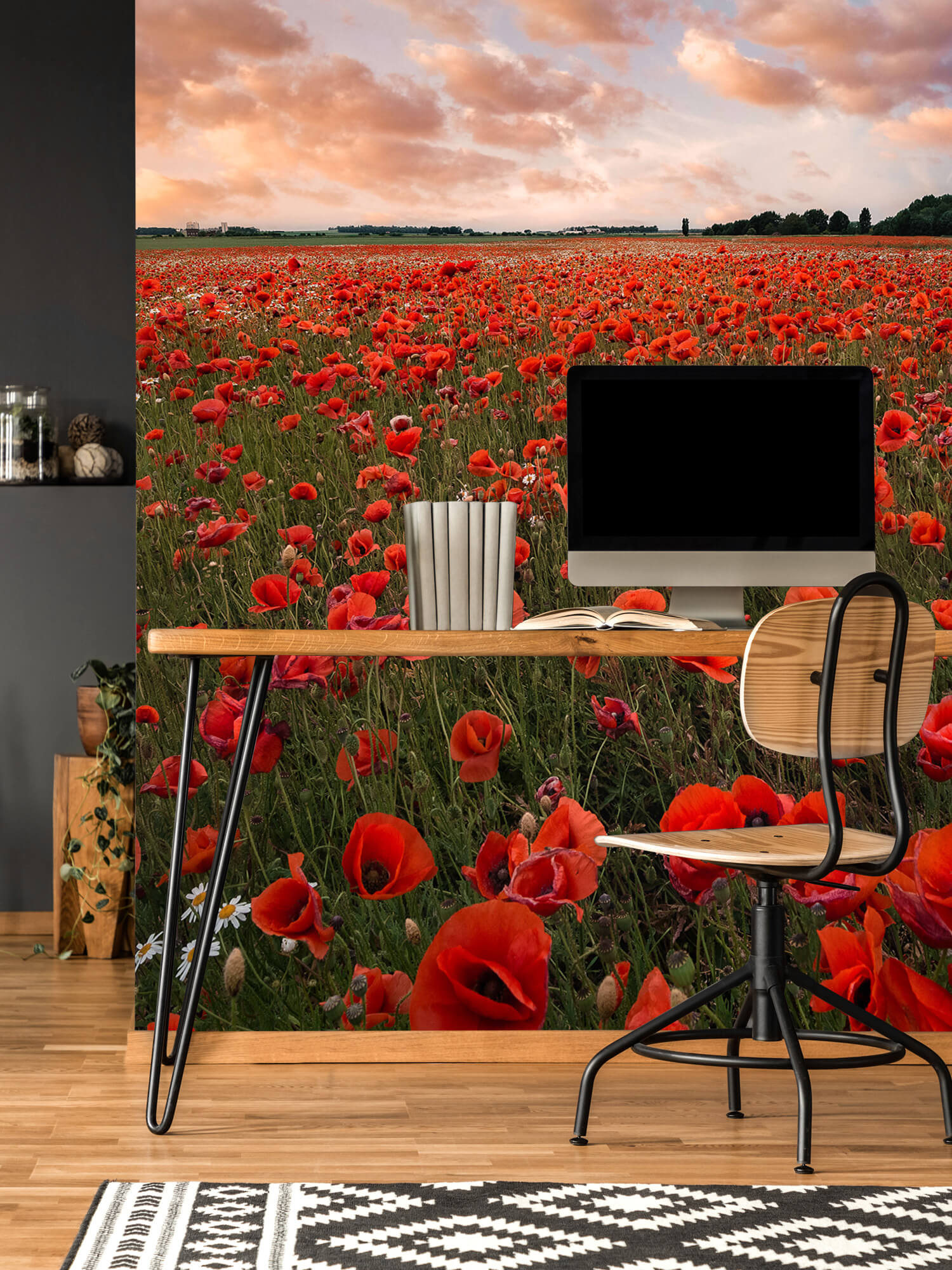 Poppy field in Sweden - Fotobehang