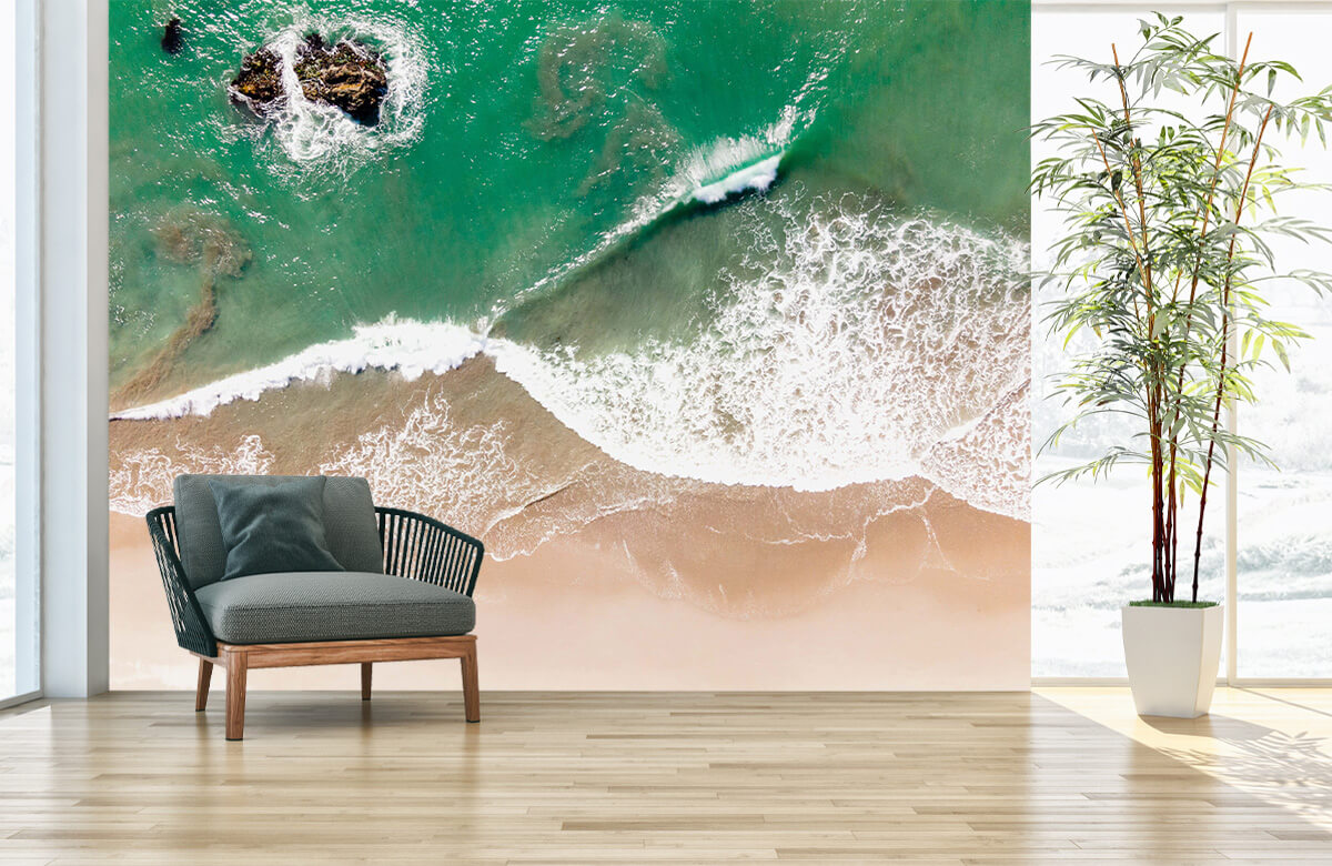 Strand met golven - Fotobehang