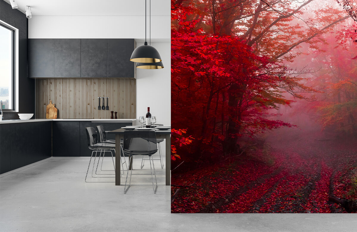 Rood bos - Fotobehang